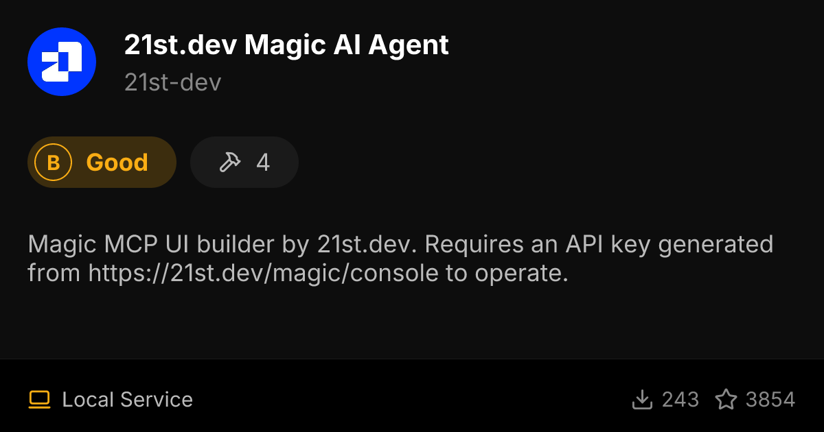 21st.dev Magic AI Agent | MCP Servers · LobeHub