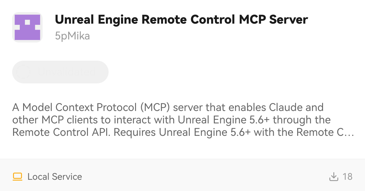 Unreal Engine Remote Control MCP Ser... · LobeHub