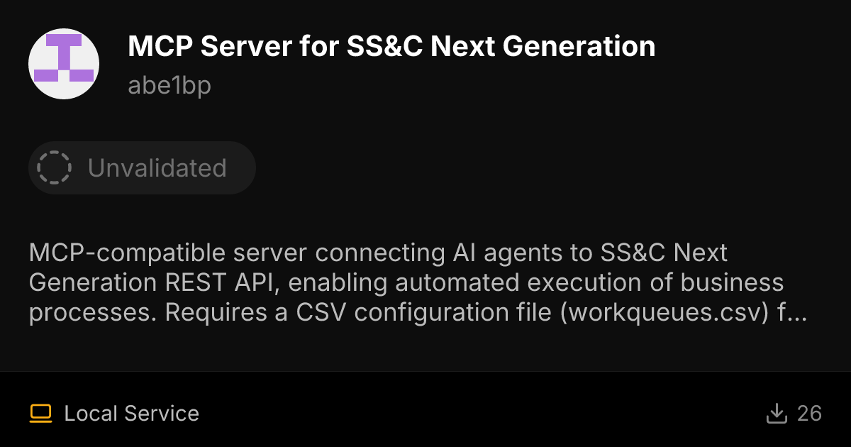 MCP Server for SS&C Next Generation ... · LobeHub