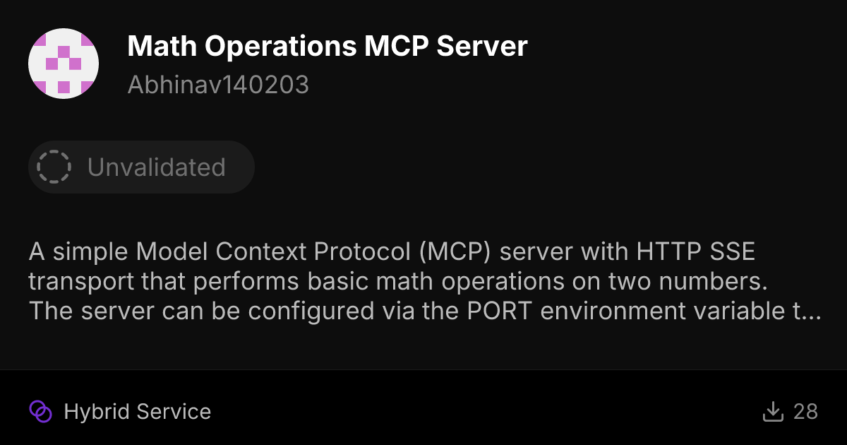Math Operations MCP Server | MCP Ser... · LobeHub