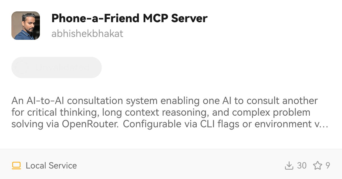 Phone-a-Friend MCP Server | MCP Servers · LobeHub