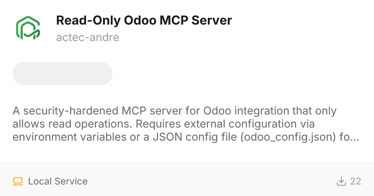 只读Odoo MCP服务器 | MCP Servers · LobeHub