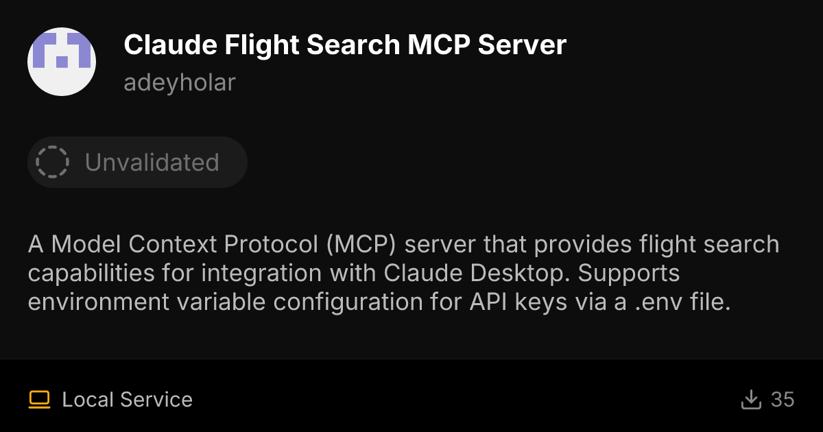 Claude Flight Search MCP Server | MC... · LobeHub
