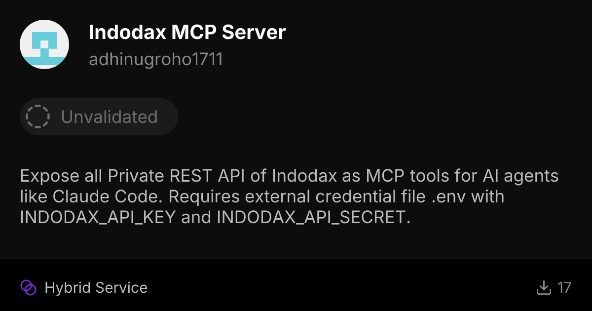 Indodax MCP Server | MCP Servers · LobeHub