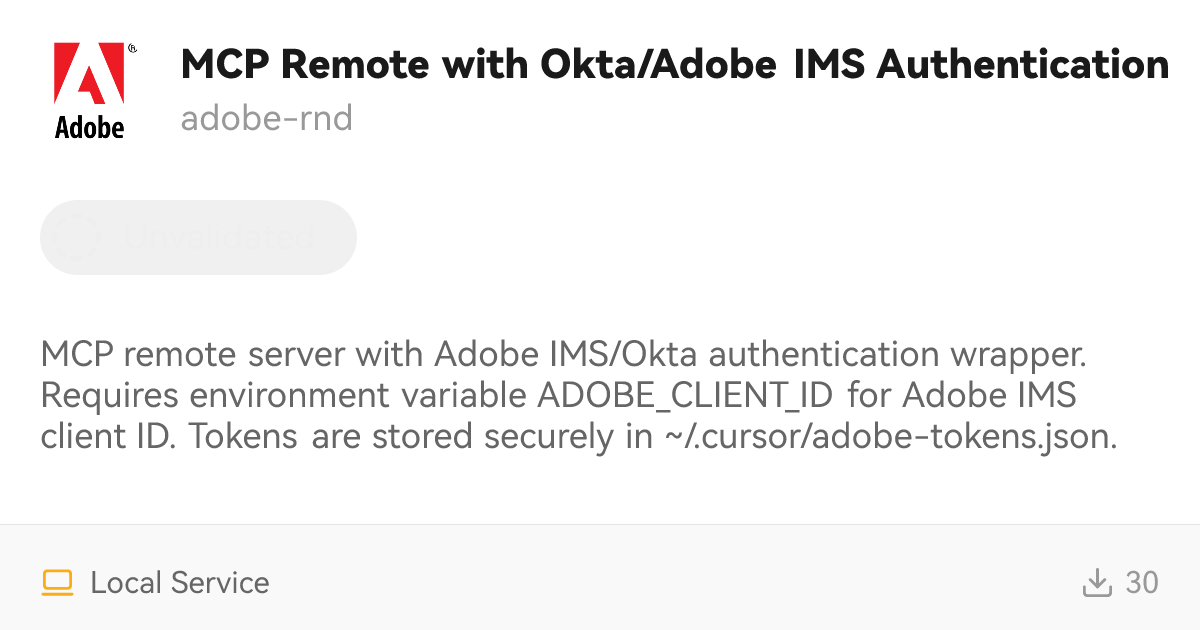 带 Okta/Adobe IMS 认证的 MCP 远程 | MCP Se... · LobeHub
