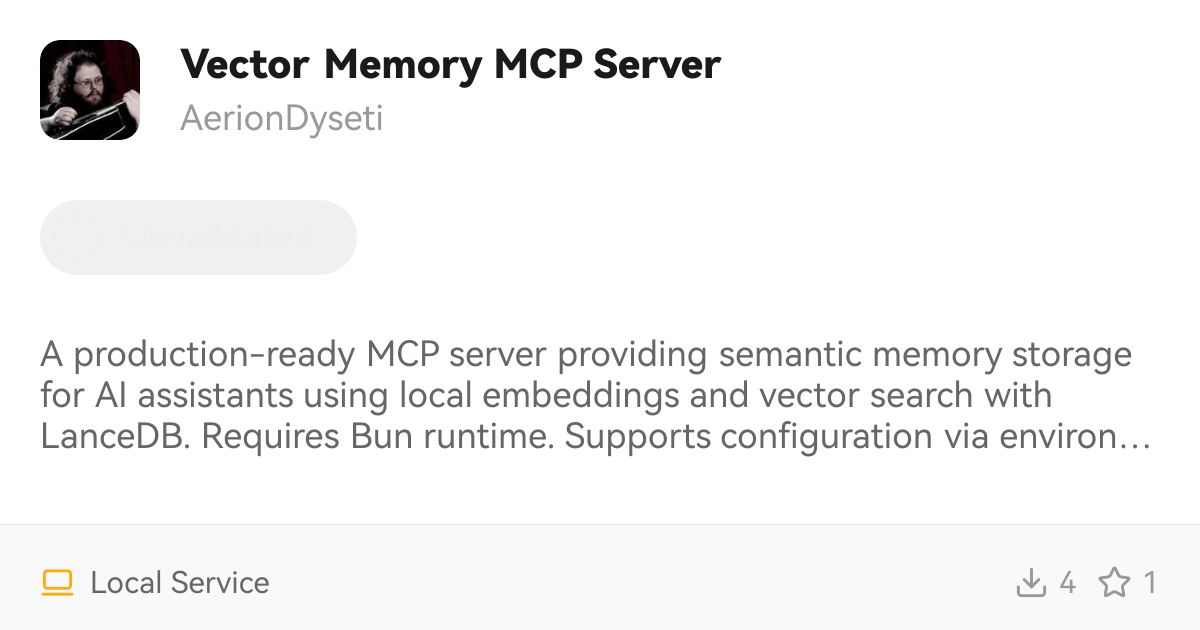 Vector Memory MCP Server | MCP Servers · LobeHub