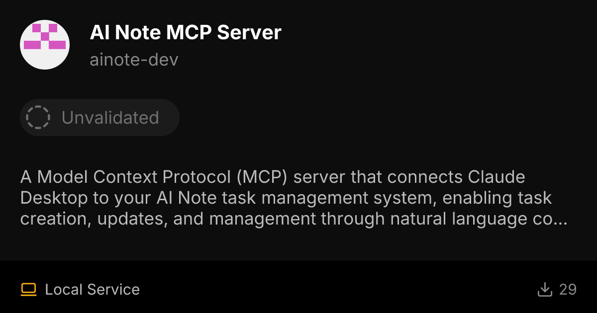 Servidor MCP de AI Note | MCP Servers · LobeHub