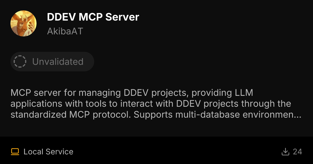 DDEV MCP Server | MCP Servers · LobeHub