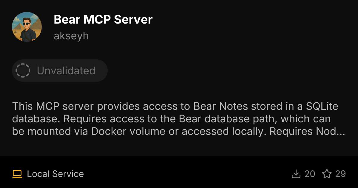 Bear MCP Server | MCP Servers · LobeHub