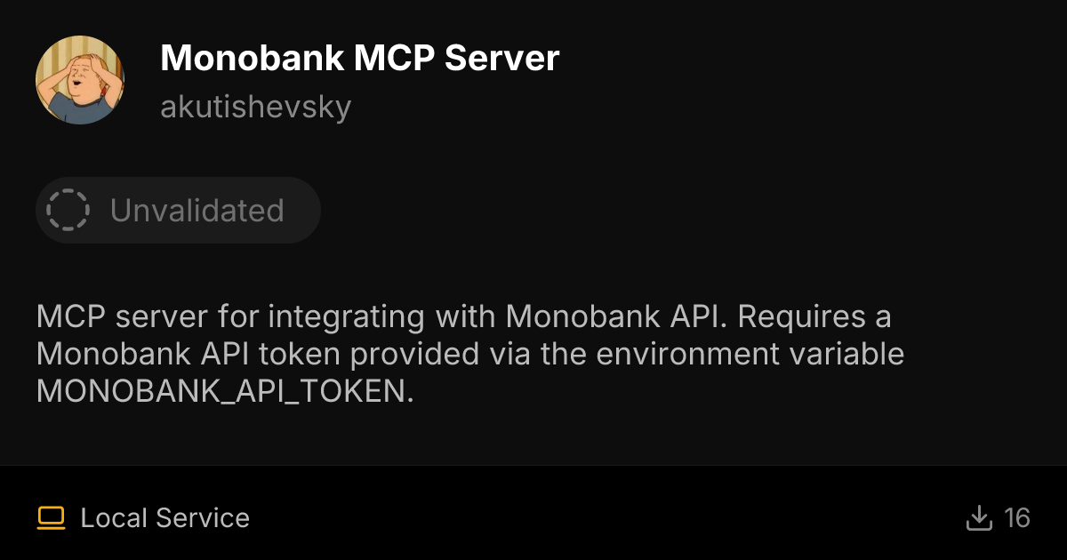 Monobank MCP Server | MCP Servers · LobeHub