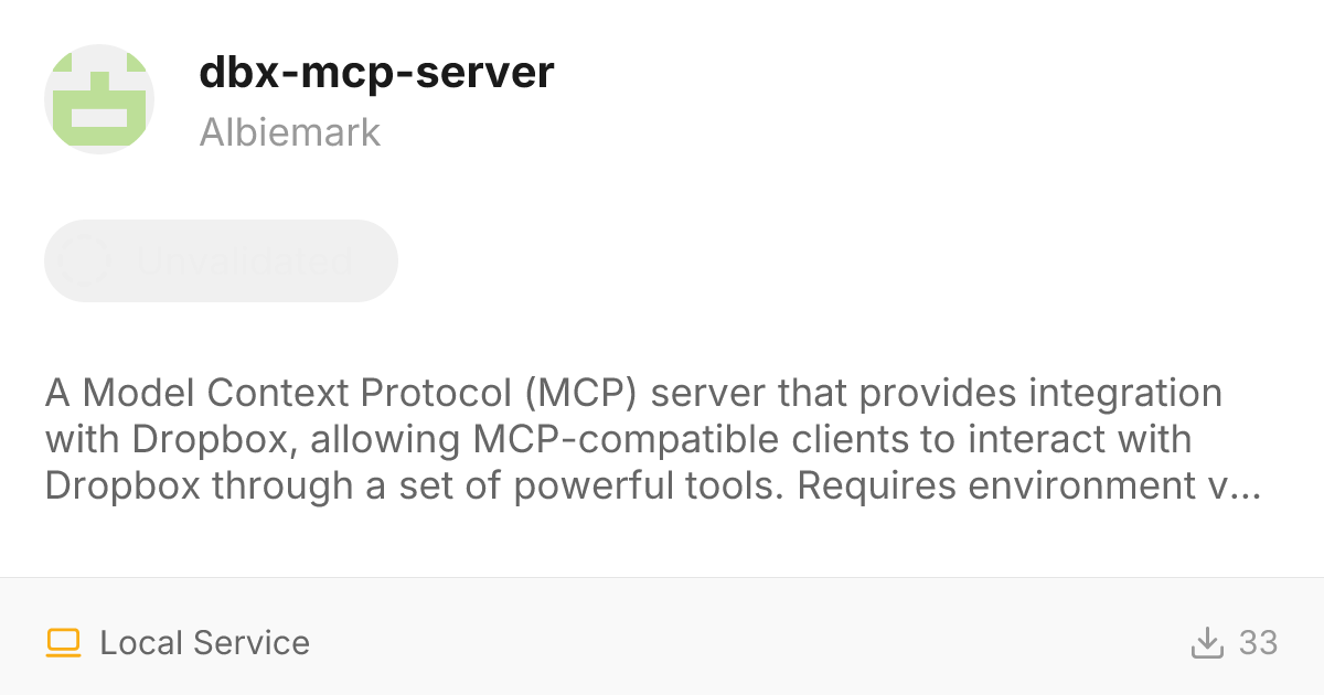 dbx-mcp-server | MCP Servers · LobeHub