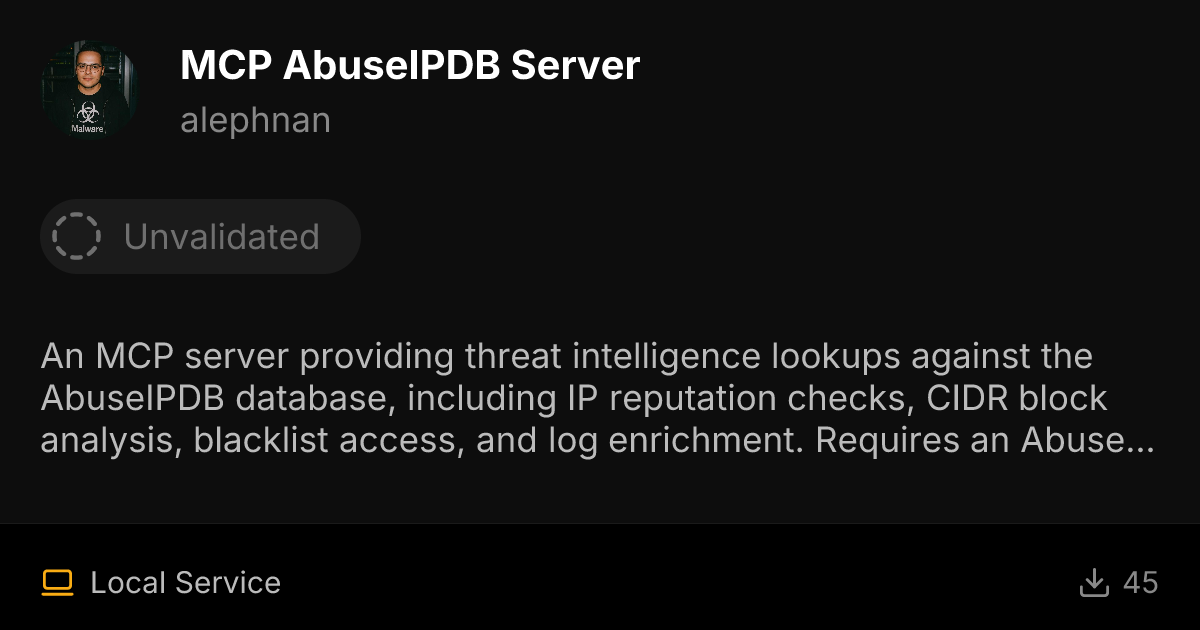 MCP AbuseIPDB Server | MCP Servers · LobeHub