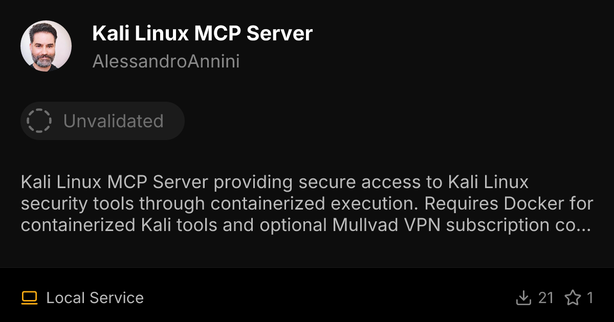 Kali Linux MCP Server | MCP Servers · LobeHub
