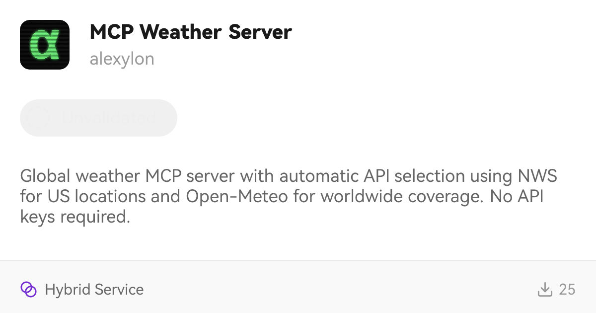 MCP Weather Server | MCP Servers · LobeHub