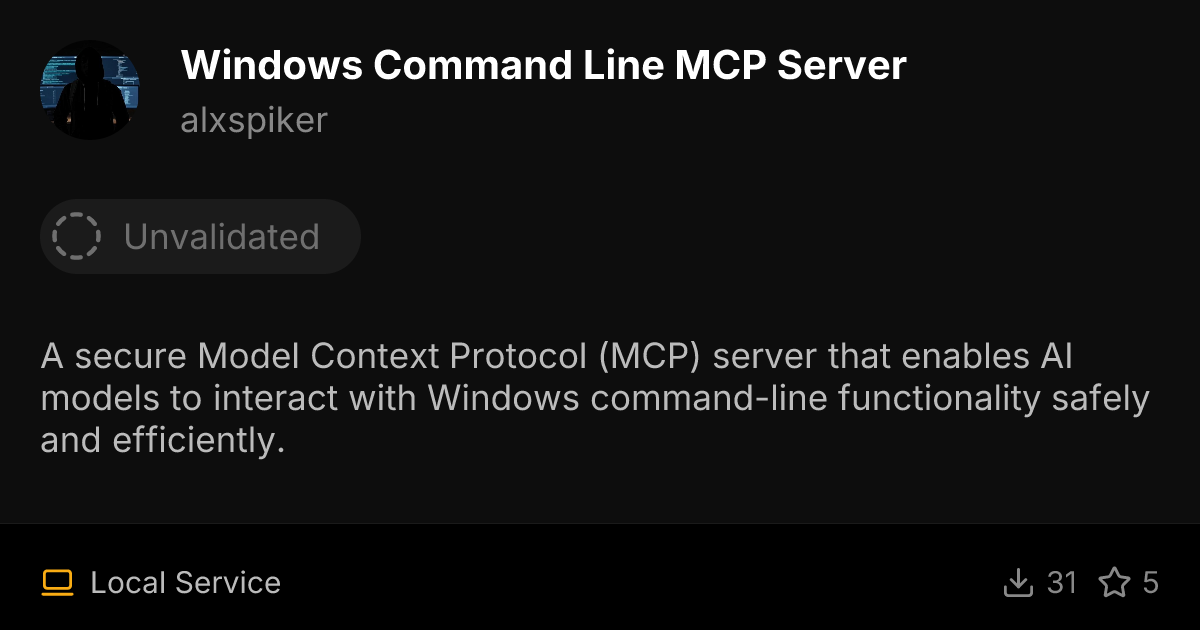 Windows Command Line MCP Server | MC... · LobeHub