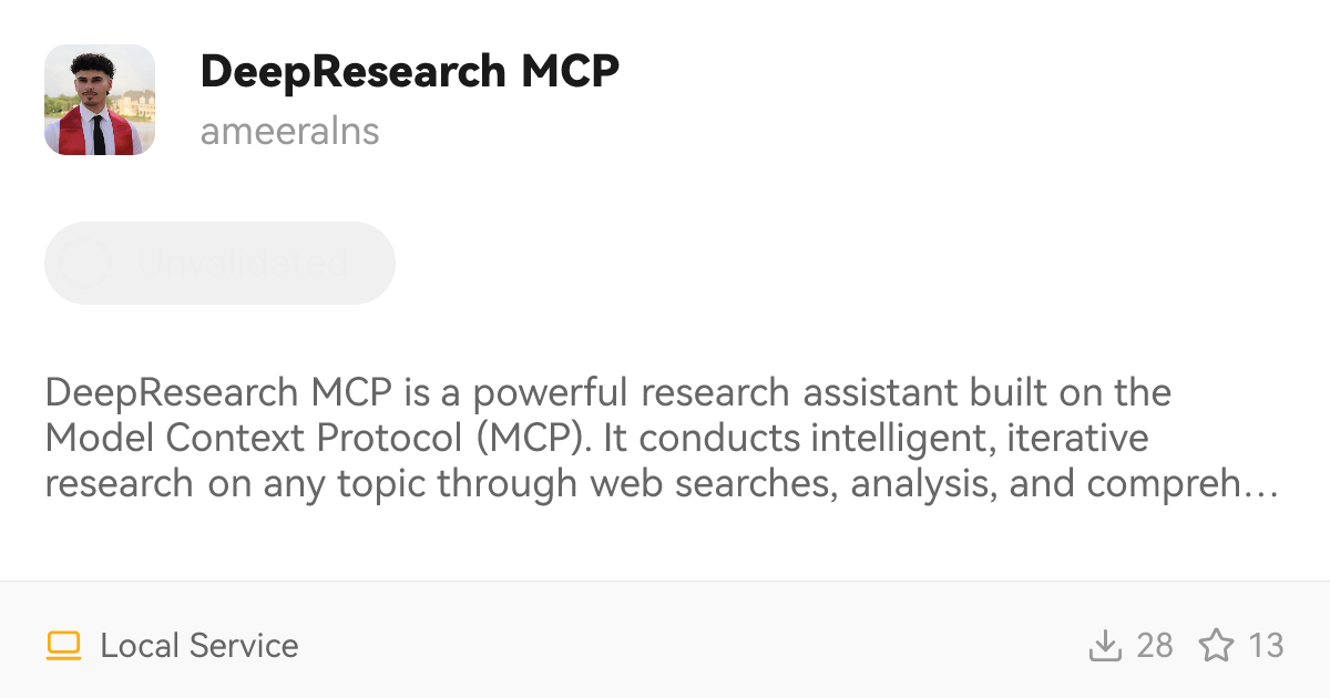 DeepResearch MCP | MCP Servers · LobeHub