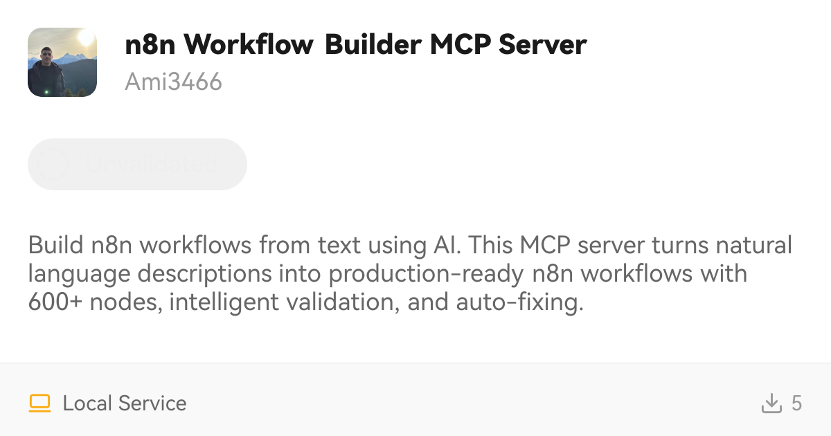 n8n Workflow Builder MCP Server | MC... · LobeHub