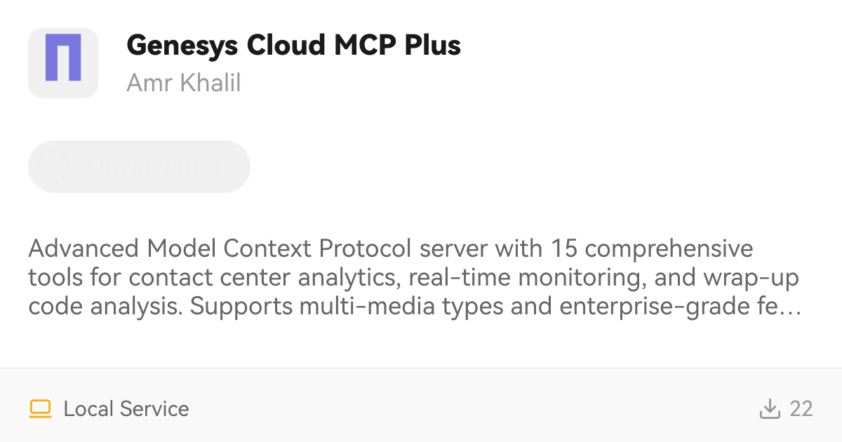 Genesys Cloud MCP Plus | MCP Servers · LobeHub