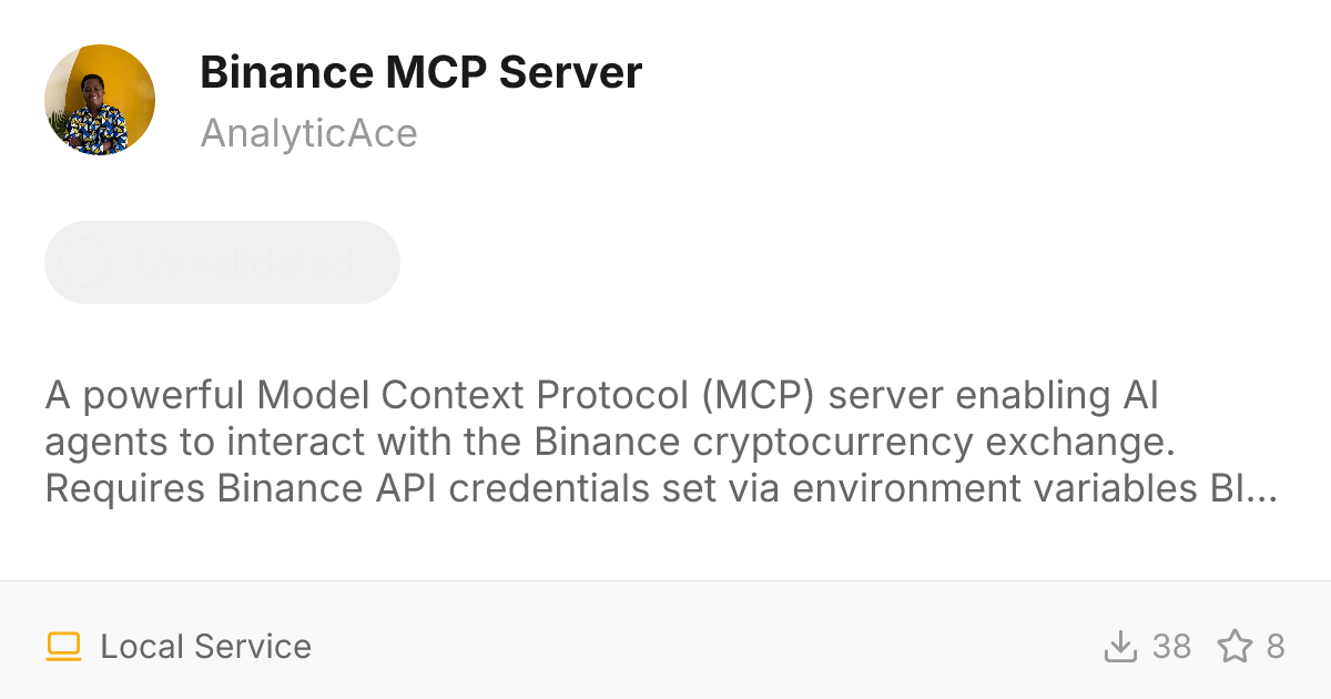 Binance MCP Server | MCP Servers · LobeHub
