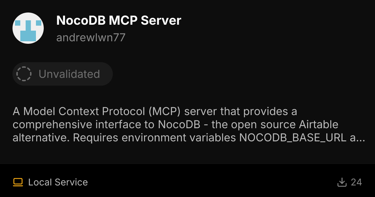 NocoDB MCP 服务器 | MCP Servers · LobeHub