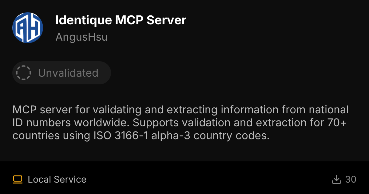 Identique MCP Server | MCP Servers · LobeHub