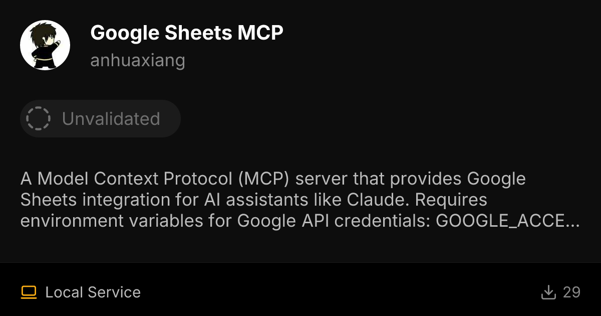 Google Sheets MCP | MCP Servers · LobeHub