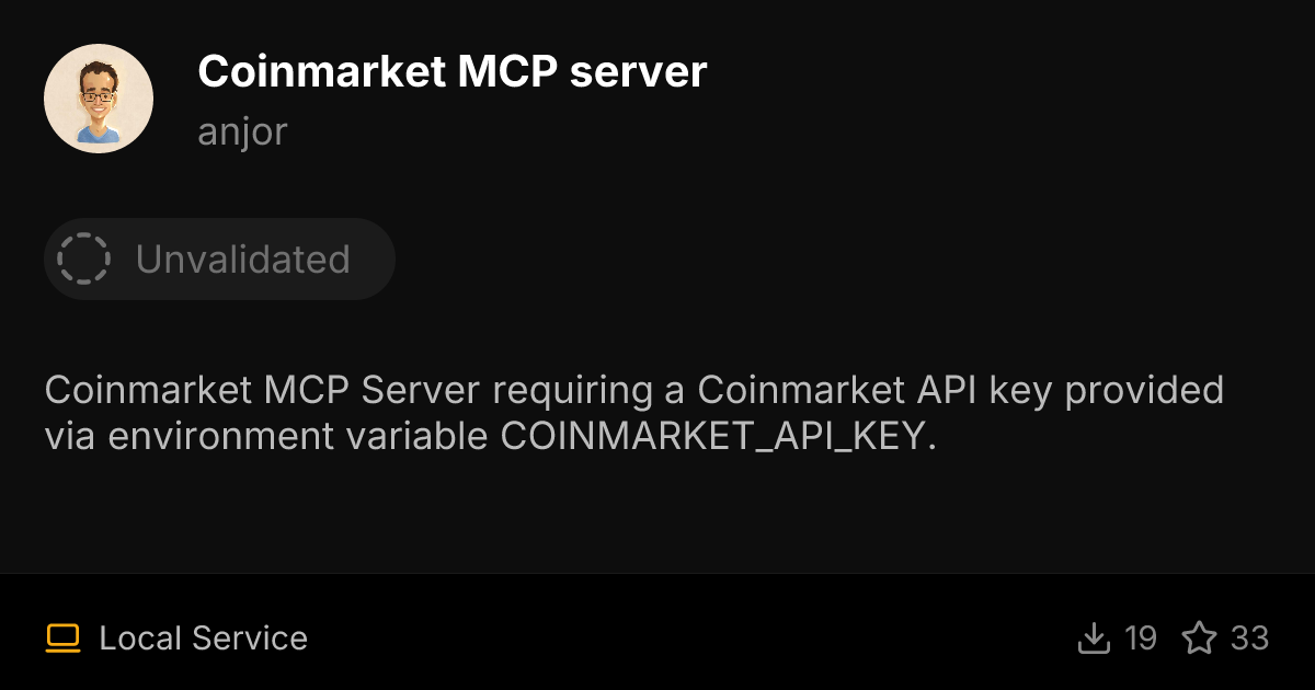 Coinmarket MCP server | MCP Servers · LobeHub