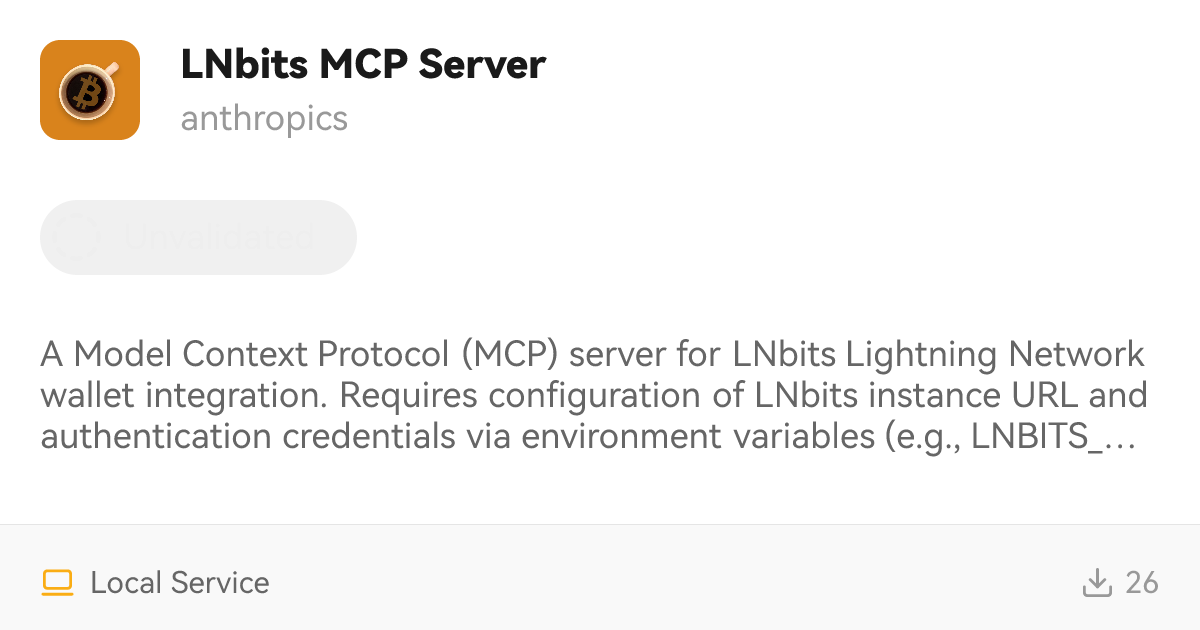 LNbits MCP Server | MCP Servers · LobeHub