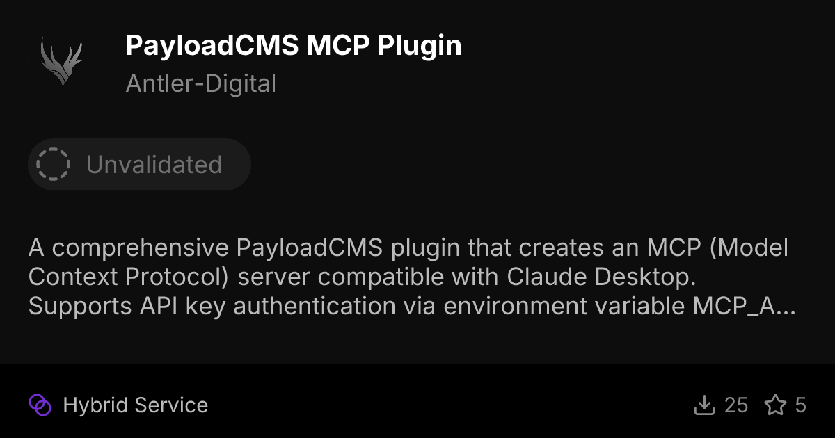 PayloadCMS MCP Plugin | MCP Servers · LobeHub