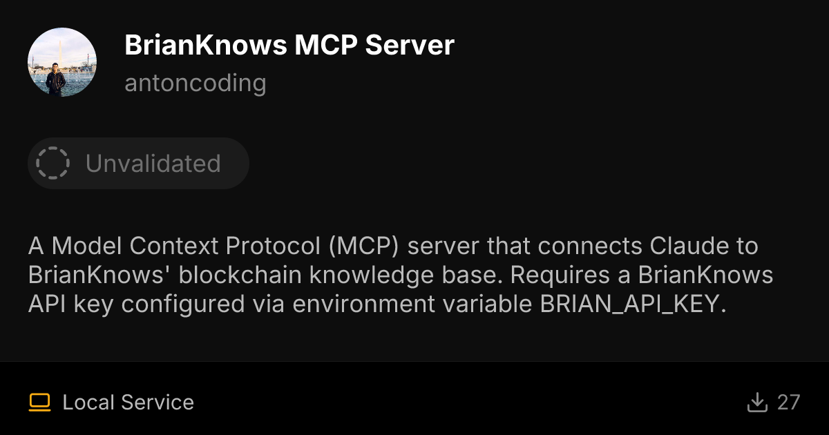 BrianKnows MCP Server | MCP Servers · LobeHub