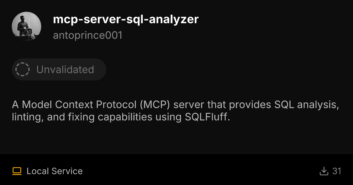 mcp-server-sql-analyzer | MCP Servers · LobeHub