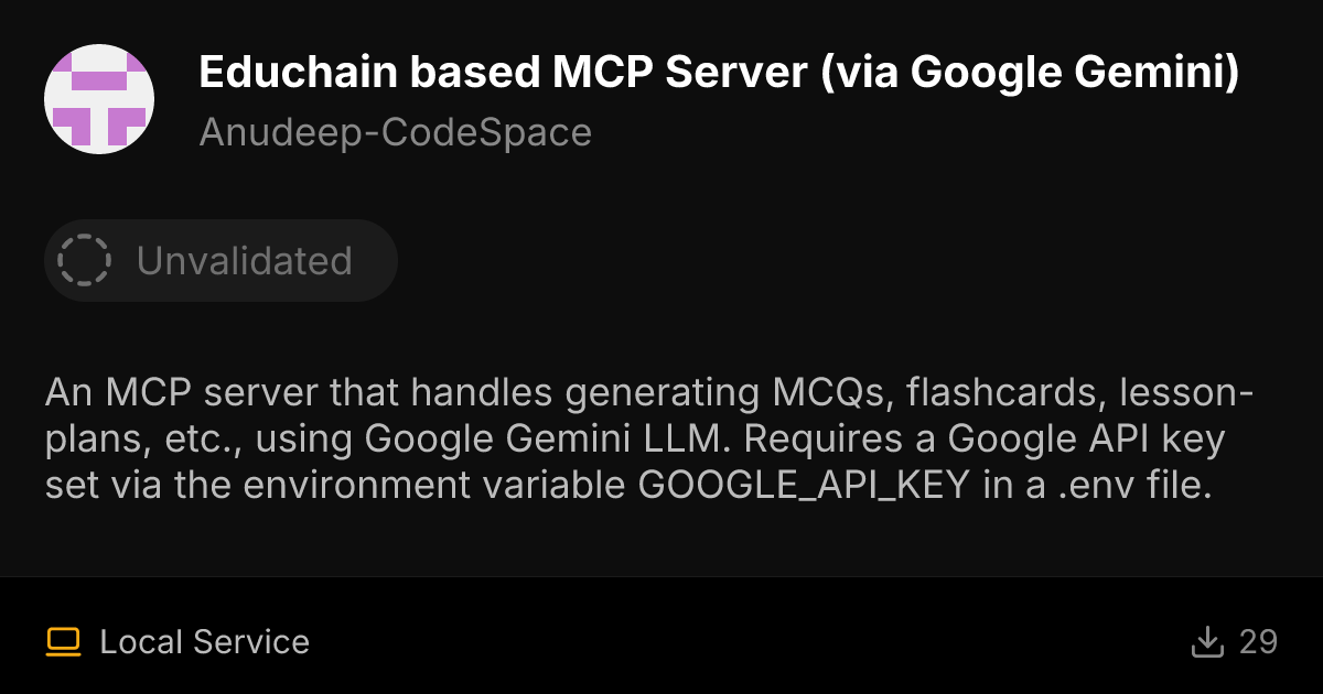 Educhain based MCP Server (via Googl... · LobeHub
