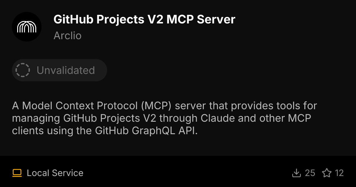 GitHub Projects V2 MCP Server | MCP ... · LobeHub