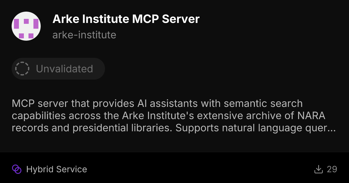 Arke Institute MCP Server | MCP Servers · LobeHub