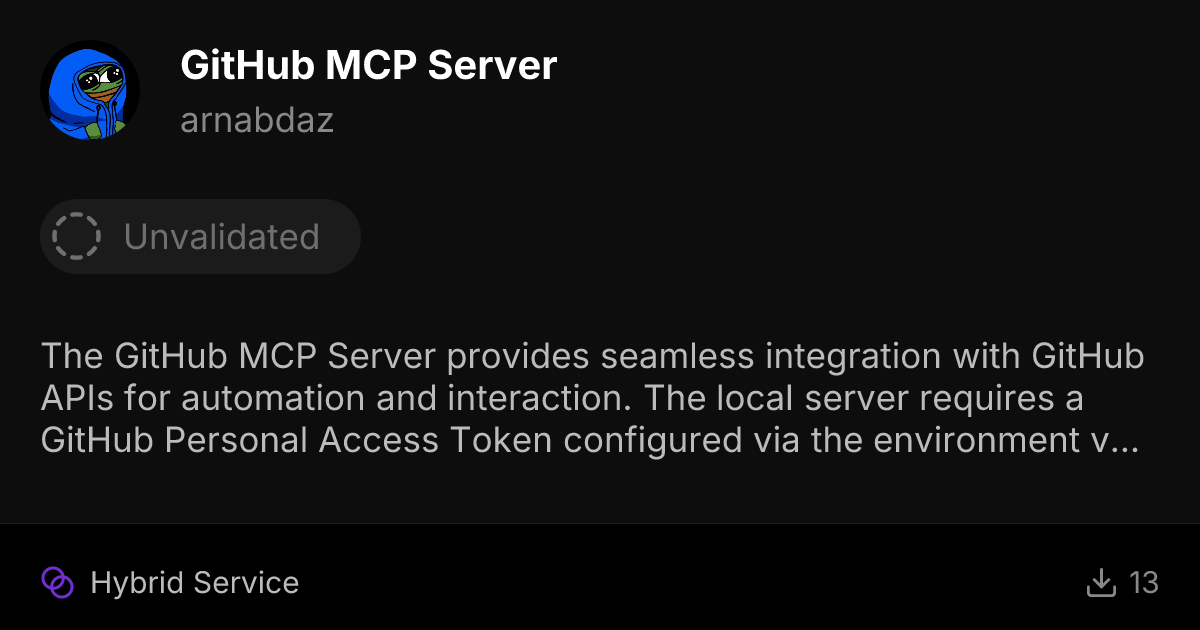 GitHub MCP Server | MCP Servers · LobeHub