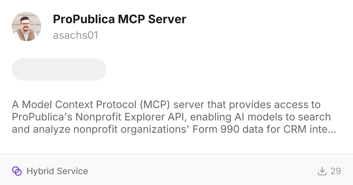 ProPublica MCP Server | MCP Servers · LobeHub