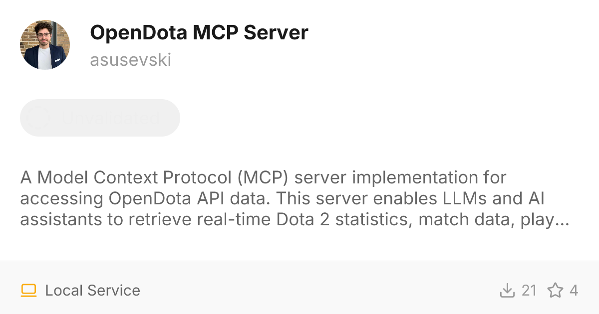 OpenDota MCP Server | MCP Servers · LobeHub