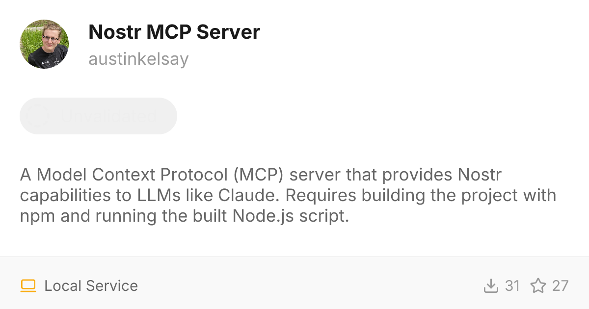 Nostr MCP Server | MCP Servers · LobeHub