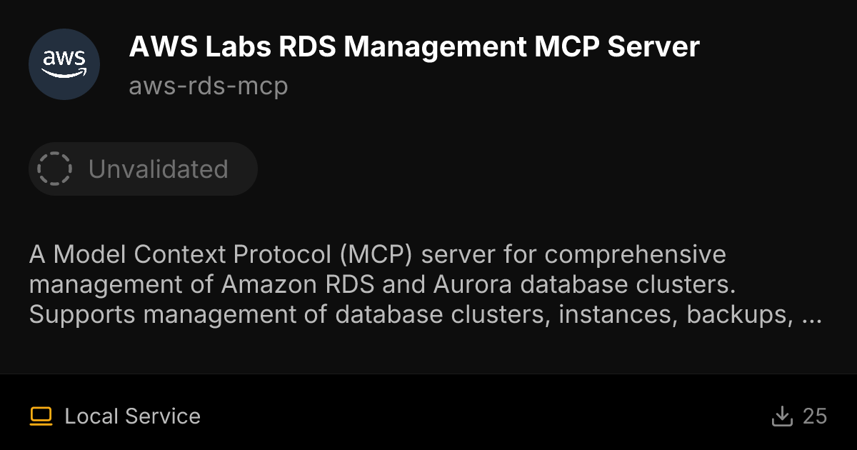 AWS Labs RDS Management MCP Server |... · LobeHub