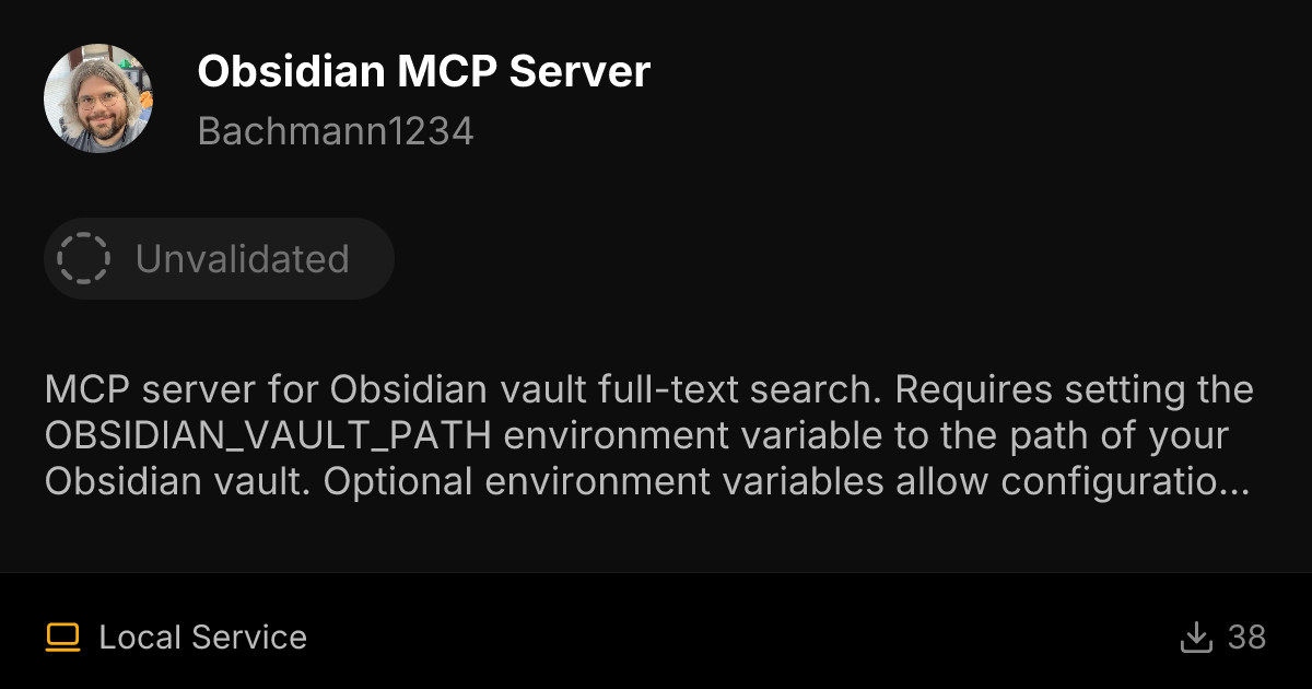 Obsidian MCP Server | MCP Servers · LobeHub