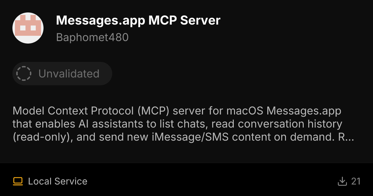 Messages.app MCP Server | MCP Servers · LobeHub