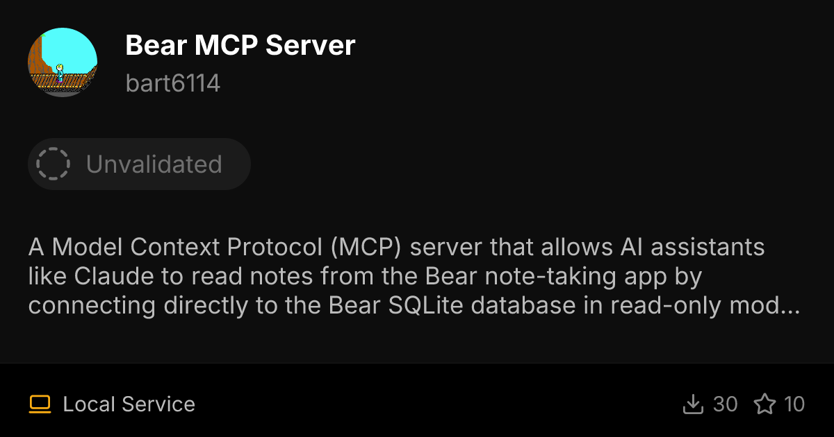 Bear MCP Server | MCP Servers · LobeHub