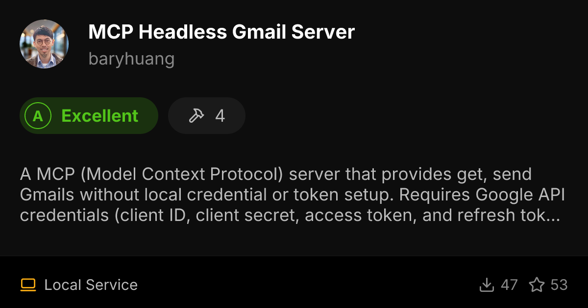 MCP Headless Gmail Server | MCP Servers · LobeHub