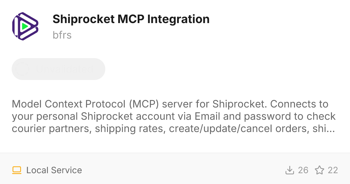 Shiprocket MCP Integration | MCP Ser... · LobeHub