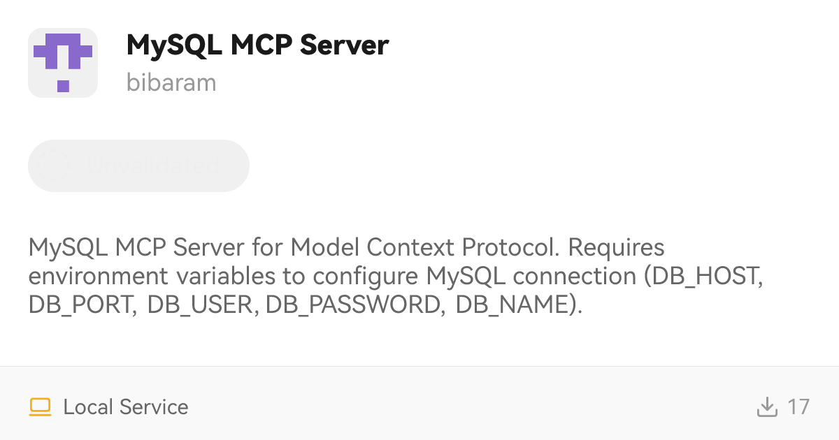MySQL MCP Server | MCP Servers · LobeHub
