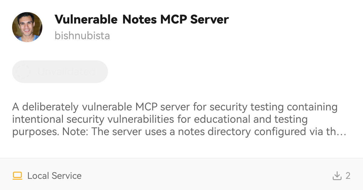 Vulnerable Notes MCP Server | MCP Se... · LobeHub
