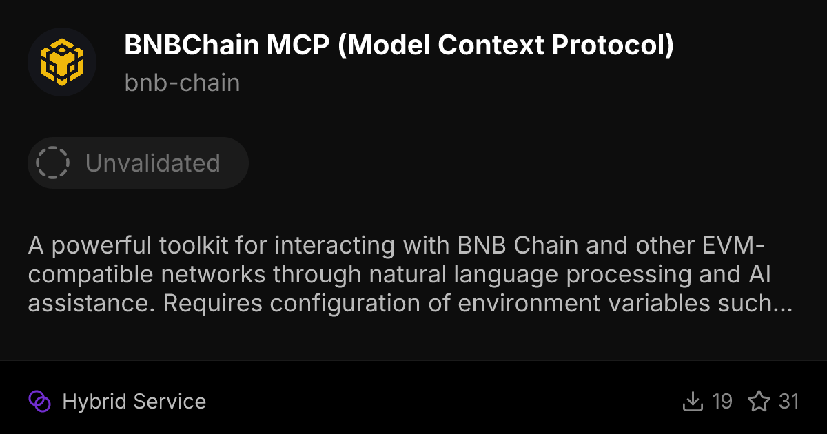 BNBChain MCP (Model Context Protocol... · LobeHub