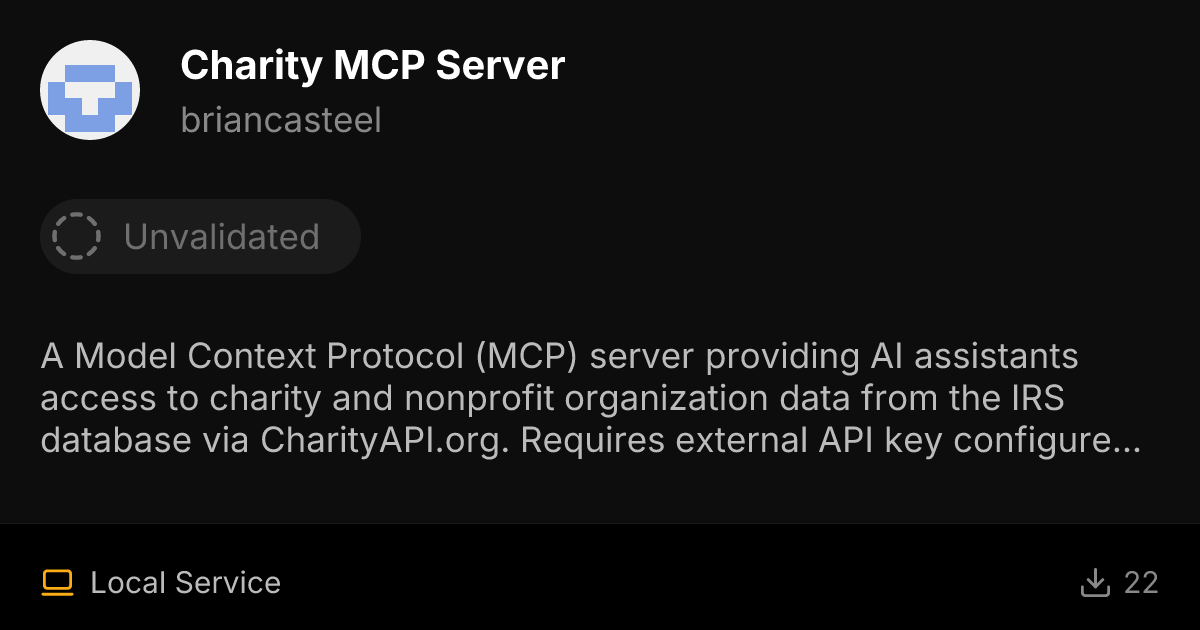 Charity MCP Server | MCP Servers · LobeHub
