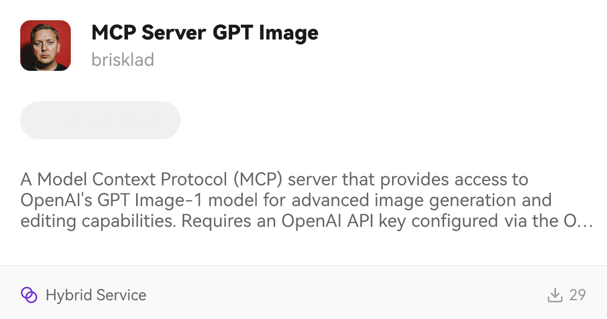 MCP Server GPT Image | MCP Servers · LobeHub