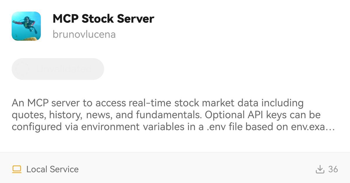 MCP Stock Server | MCP Servers · LobeHub